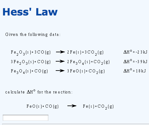 Solved Hess' Law Given the following data: calculate | Chegg.com
