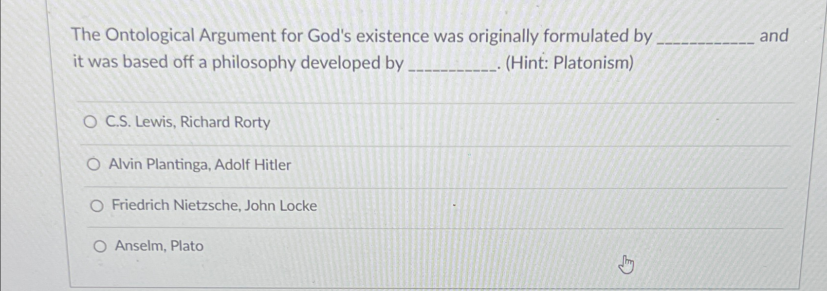 Solved The Ontological Argument for God's existence was | Chegg.com