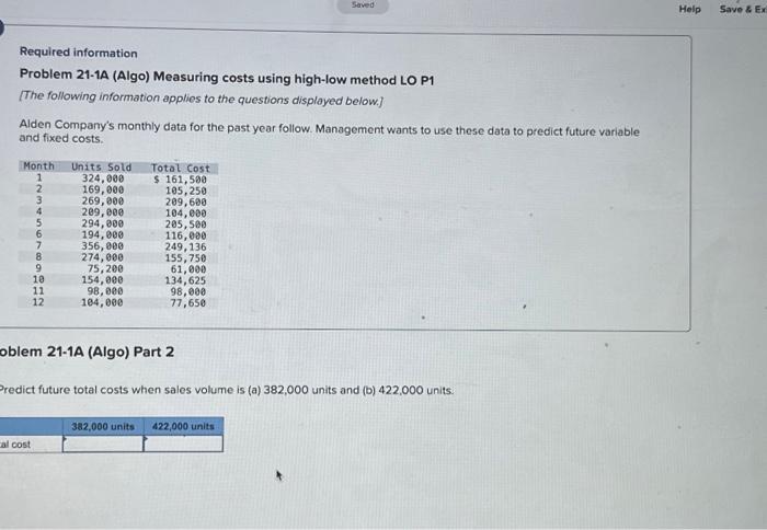 Solved Required Information Problem 21 1a Algo Measuring