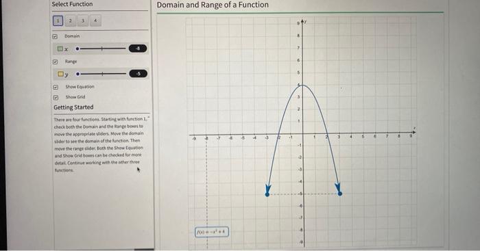 Solved Select Function 1 and use the Range and Domain | Chegg.com