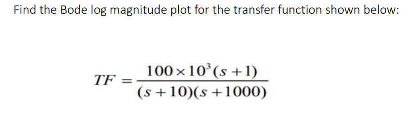 Solved Find the Bode log magnitude plot for the transfer | Chegg.com