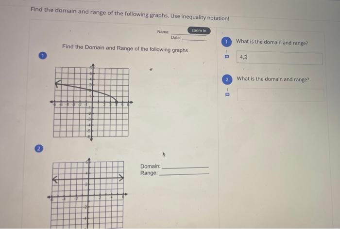 Solved Find the domain and range of the following graphs. | Chegg.com