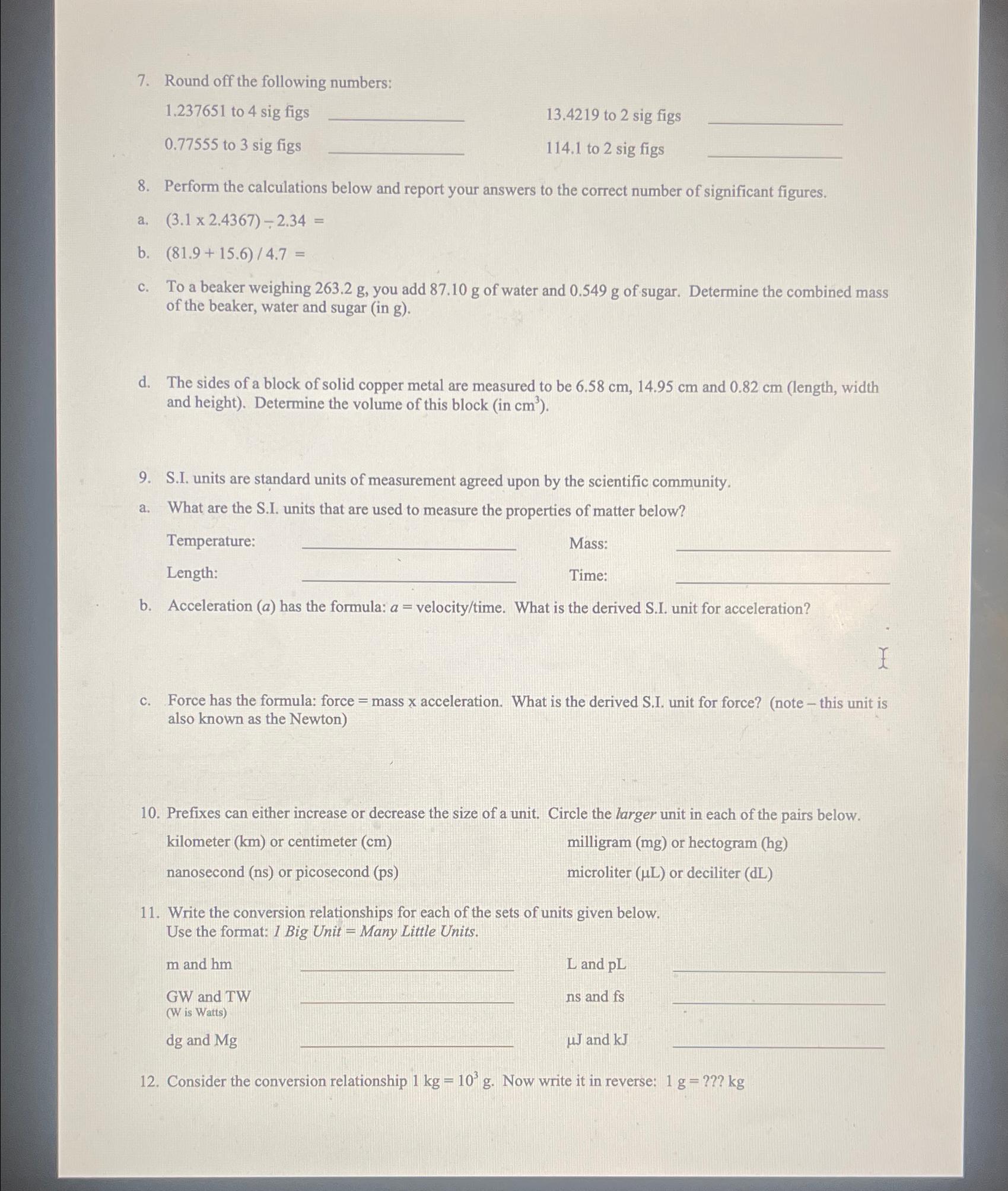 Solved Round off the following numbers:1.237651 ﻿to 4 ﻿sig | Chegg.com