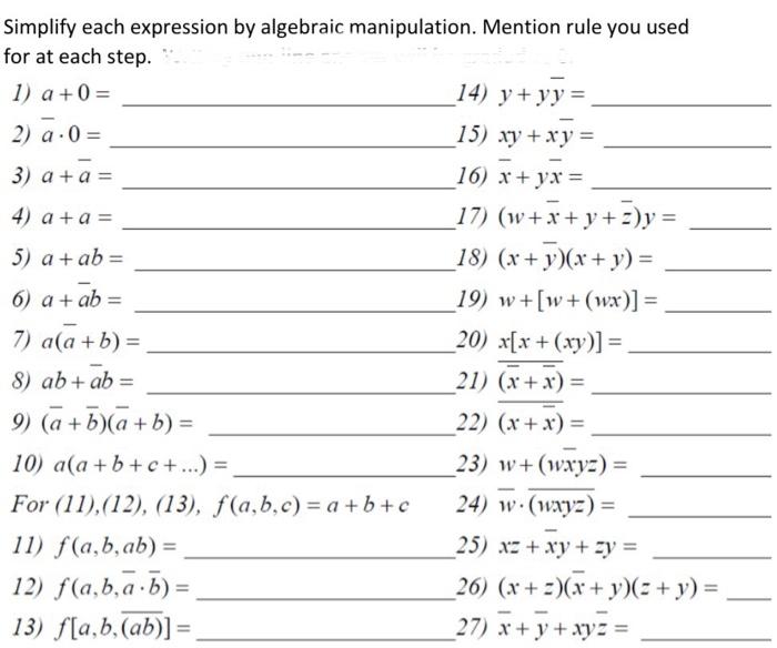 Solved Simplify each expression by algebraic manipulation. | Chegg.com