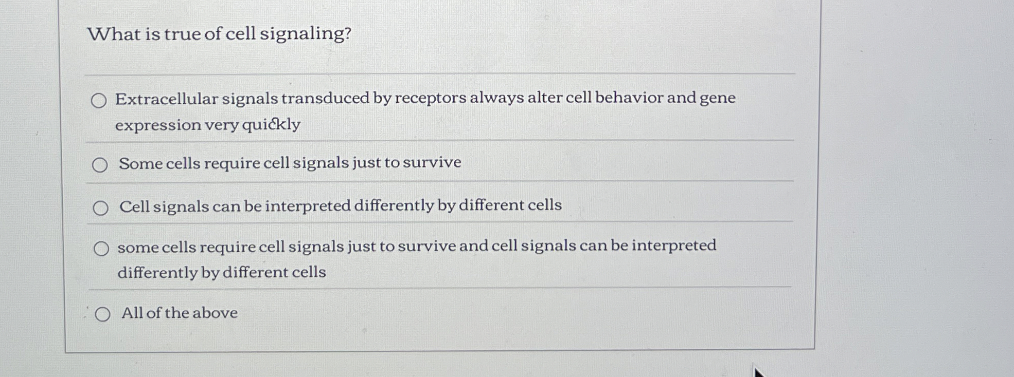 Solved What is true of cell signaling?Extracellular signals | Chegg.com