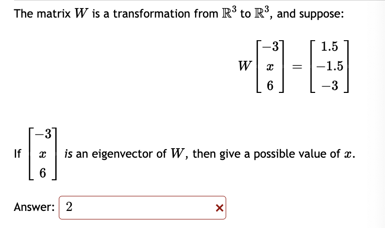 Solved The matrix W ﻿is a transformation from R3 ﻿to R3, | Chegg.com