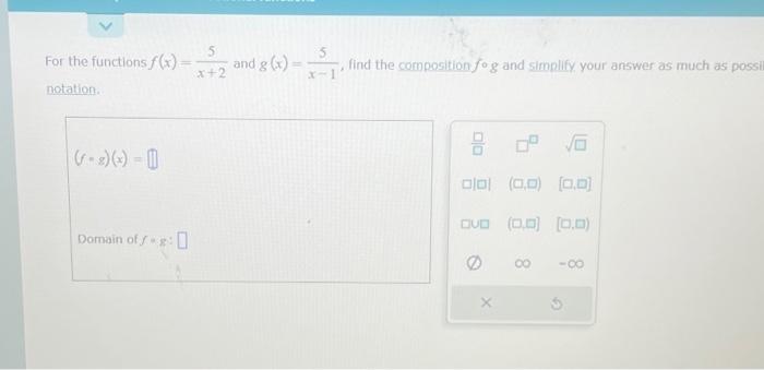 Solved For the functions f(x) = notation. (fog)(x) = [] | Chegg.com