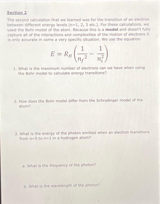 Solved Section 2 The second calculation that we learned was | Chegg.com