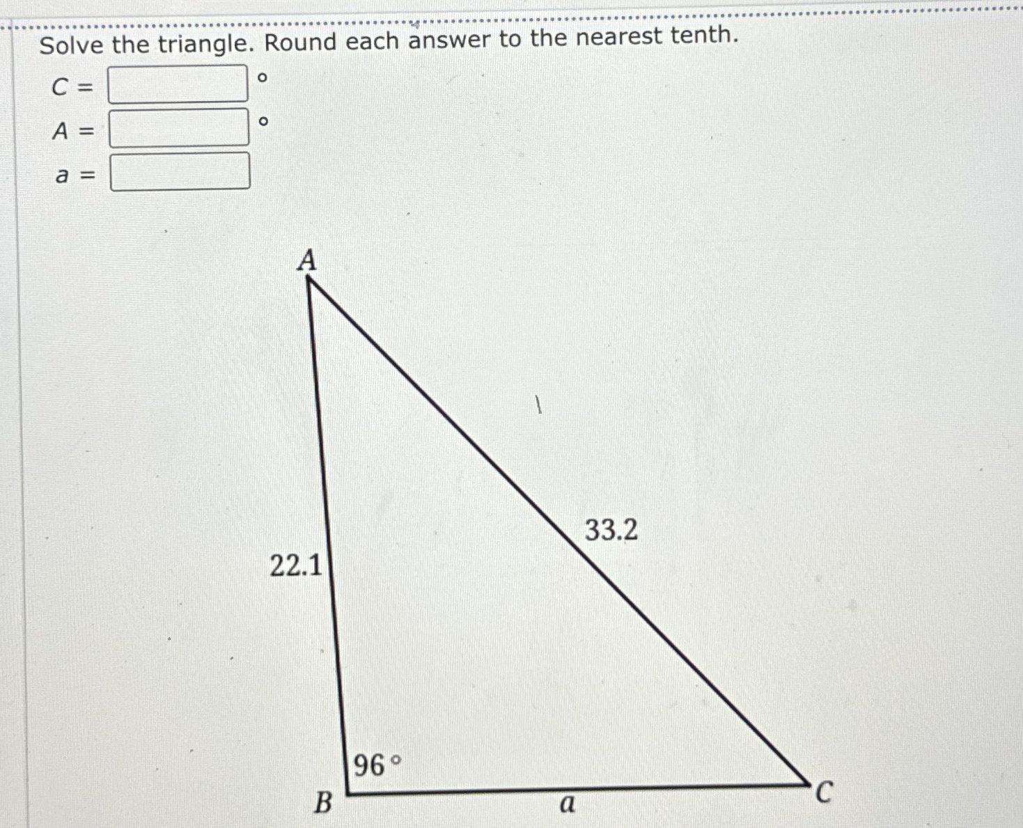 Solved Solve the triangle. Round each answer to the nearest | Chegg.com