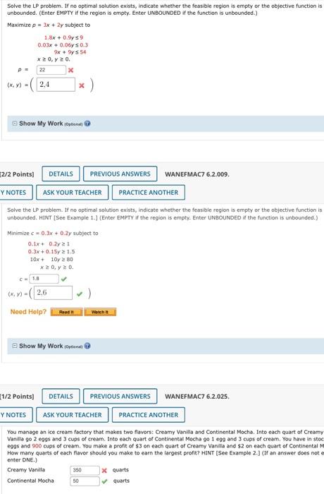 Solved Solve the LP problem. If no aptimal solution exists, | Chegg.com