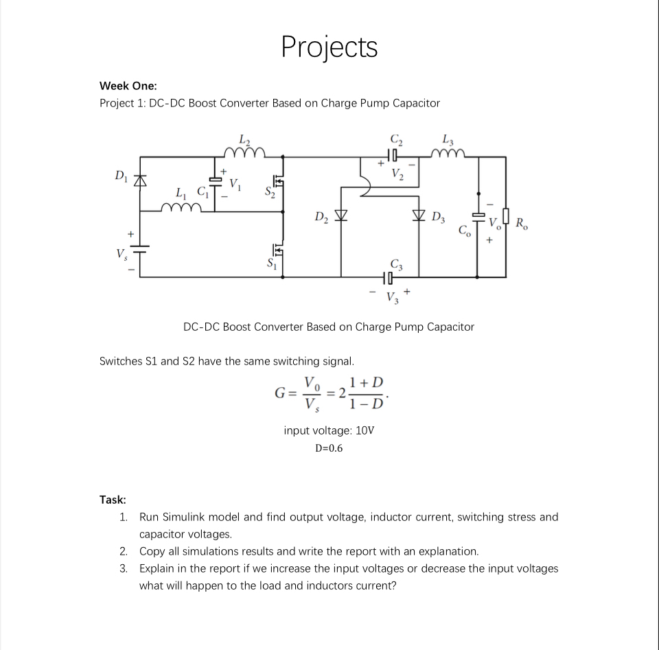 Solved ProjectsWeek One:Project 1: DC-DC Boost Converter | Chegg.com