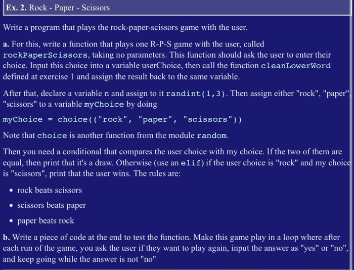 Solved Ex 2 Rock Paper Scissors Write A Program That