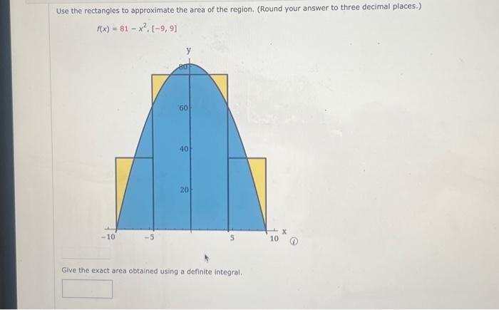 Solved Use the rectangles to approximate the area of the | Chegg.com