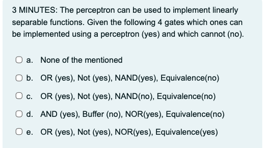 Solved 3 ﻿minutes The Perceptron Can Be Used To Implement 