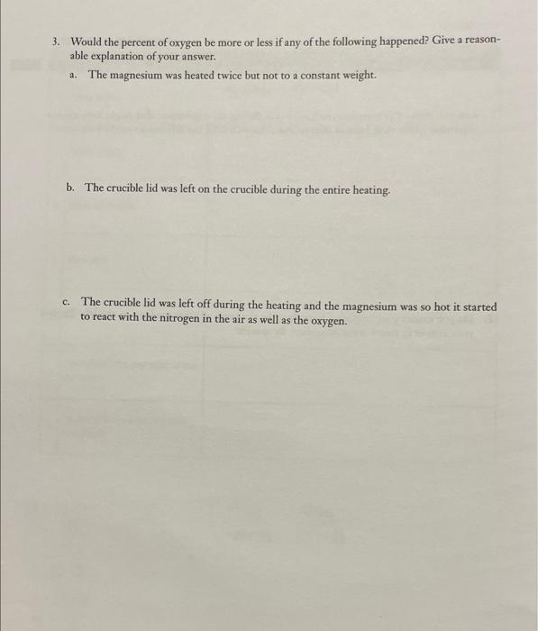Solved EXPERIMENT 5 EMPIHICAL FOAMULA OF MAGNESIUM OXIDE ont | Chegg.com