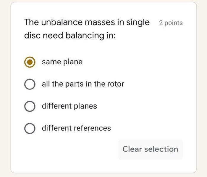 Solved The unbalance masses in single 2 points disc need | Chegg.com