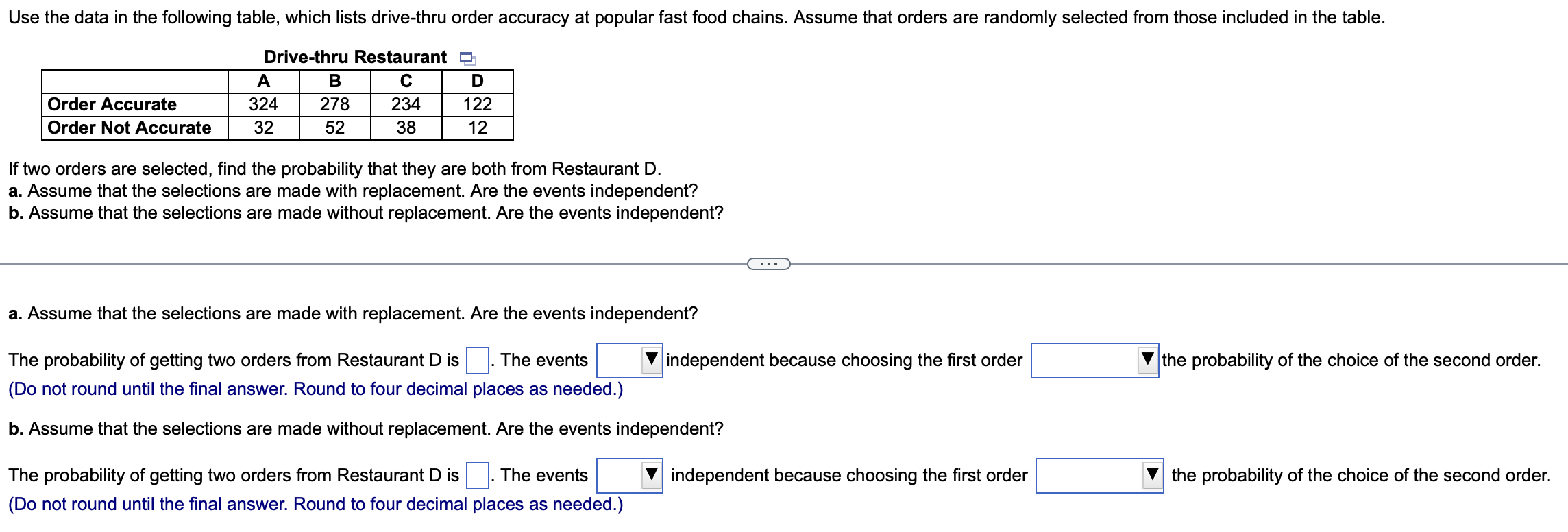 Solved Use the data in the following table, which lists | Chegg.com