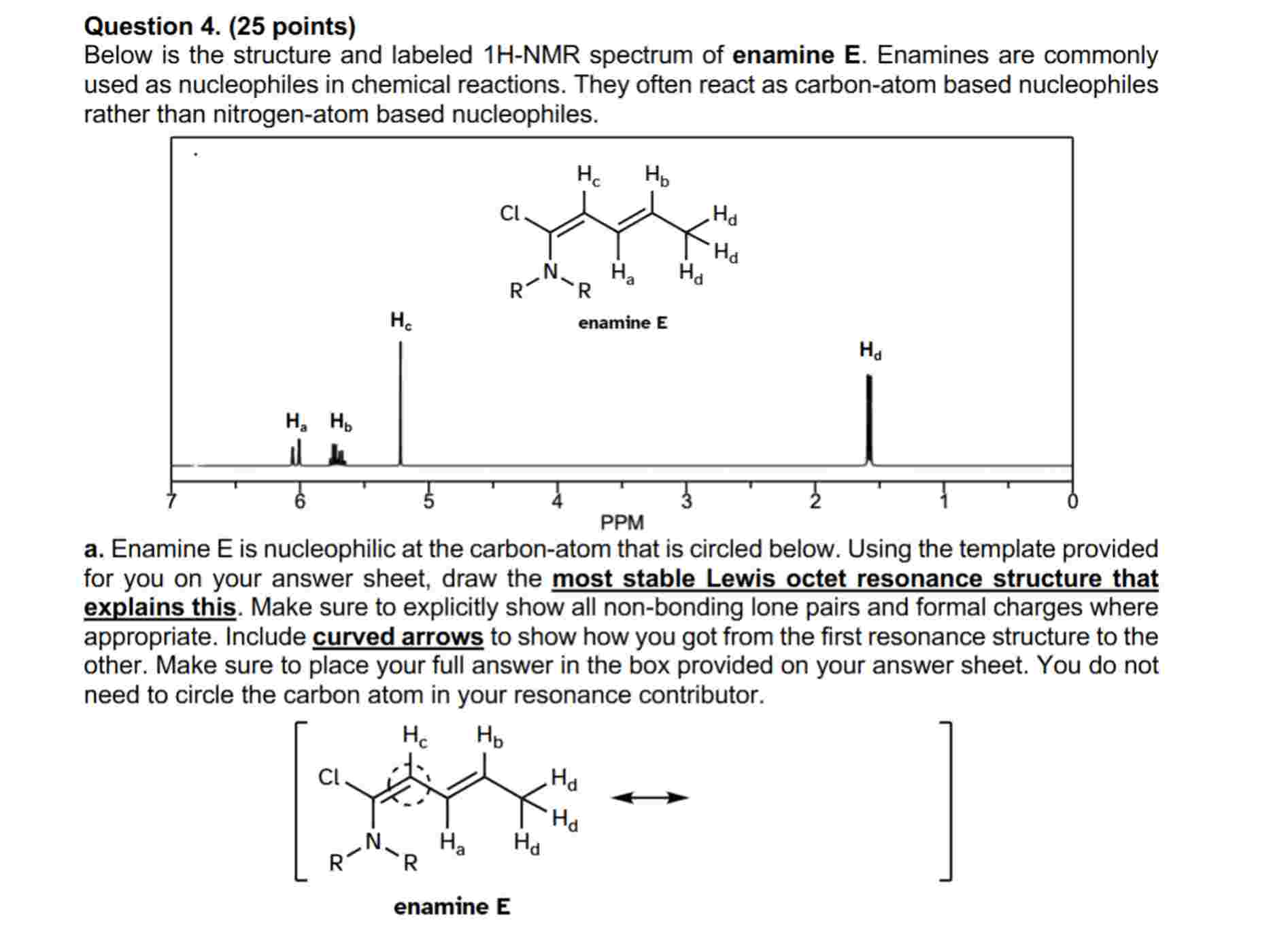 Solved Below is the structure and labeled 1H-NMR spectrum of | Chegg.com