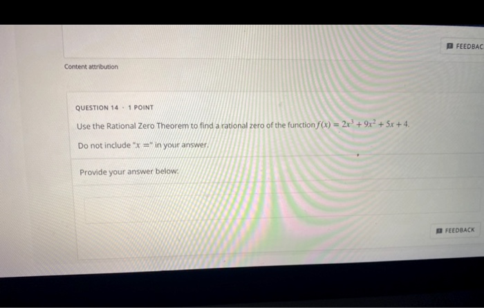 Solved FEEDBA Content attribution QUESTION 13. 1 POINT The | Chegg.com