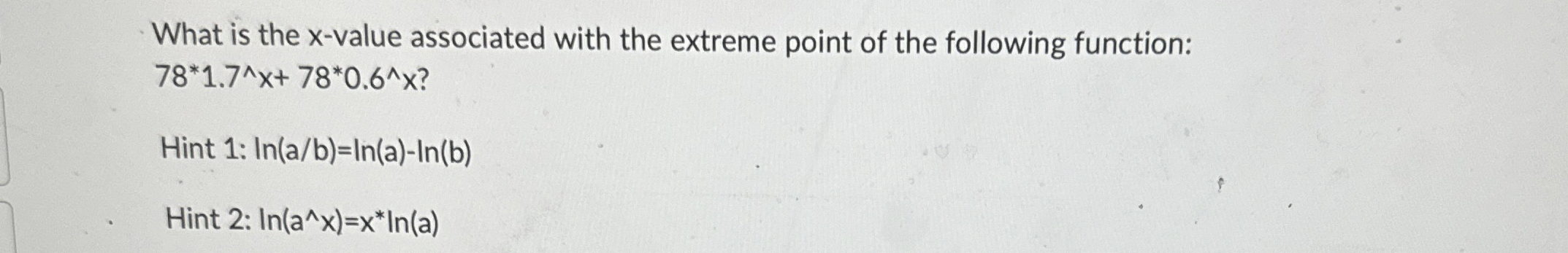 Solved What is the x-value associated with the extreme point | Chegg.com