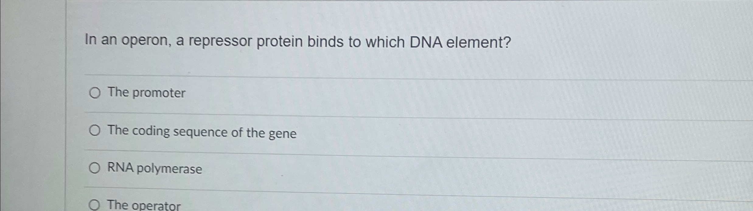 Solved In an operon, a repressor protein binds to which DNA | Chegg.com