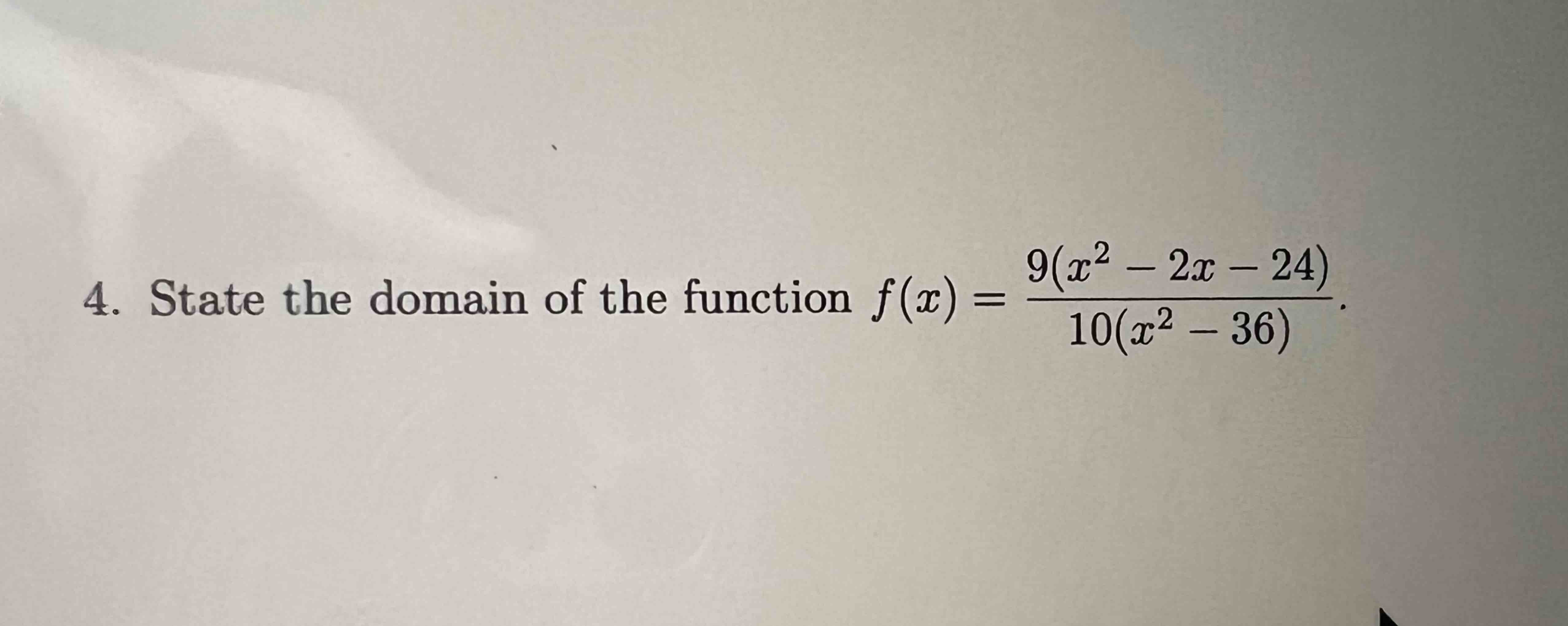 Solved State the domain of the function | Chegg.com