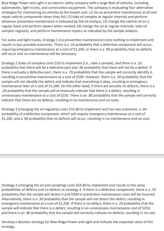 Solved Blue Ridge Power and Light is an electric utility | Chegg.com