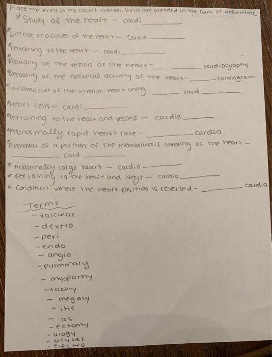 Solved Place the terms in the correct location. Hints are | Chegg.com