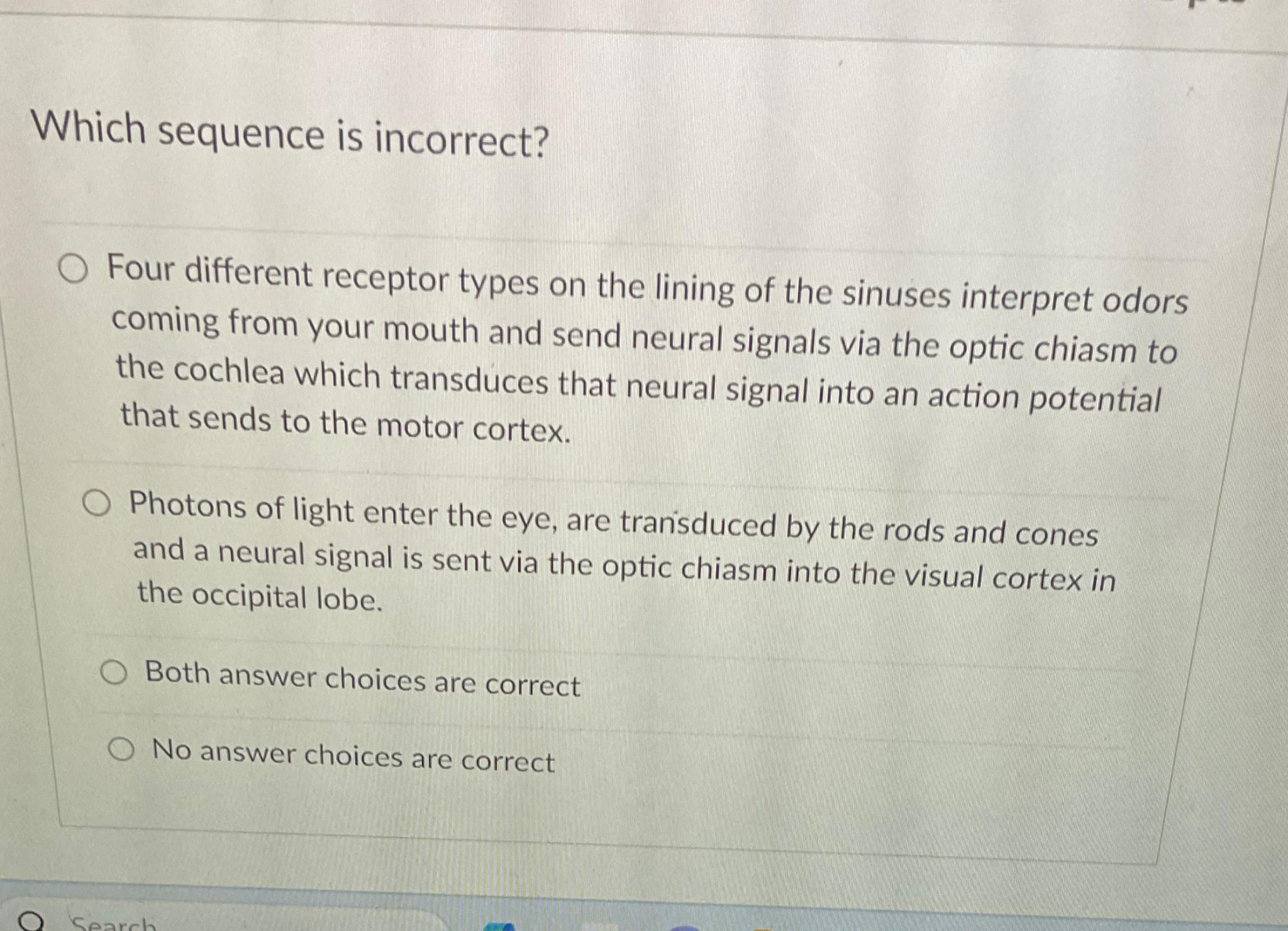 Solved Which sequence is incorrect?Four different receptor | Chegg.com