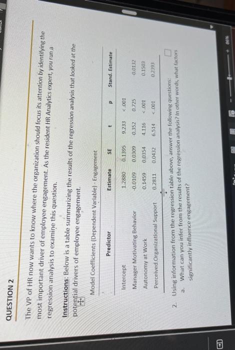 Solved 2. Using information from the regression table above, | Chegg.com