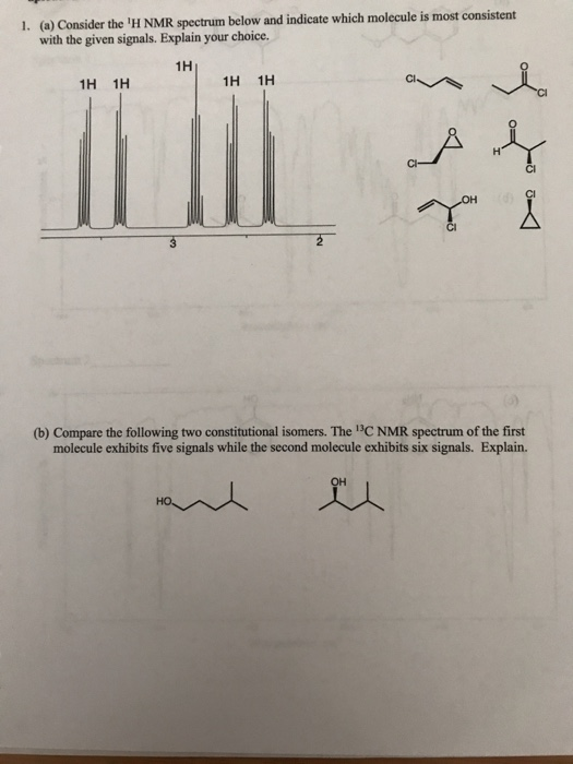 Solved 1. (a) Consider the 'H NMR spectrum below and | Chegg.com