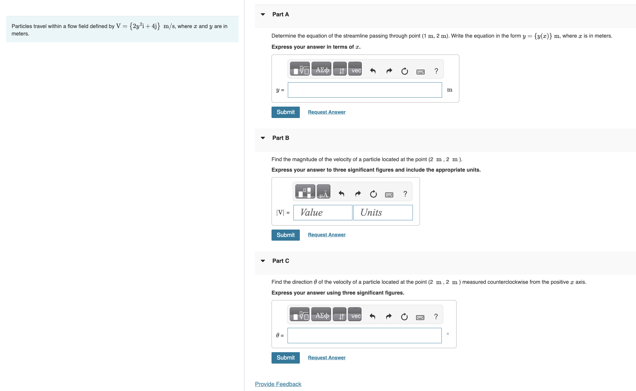 Solved Part AParticles travel within a flow field defined by | Chegg.com