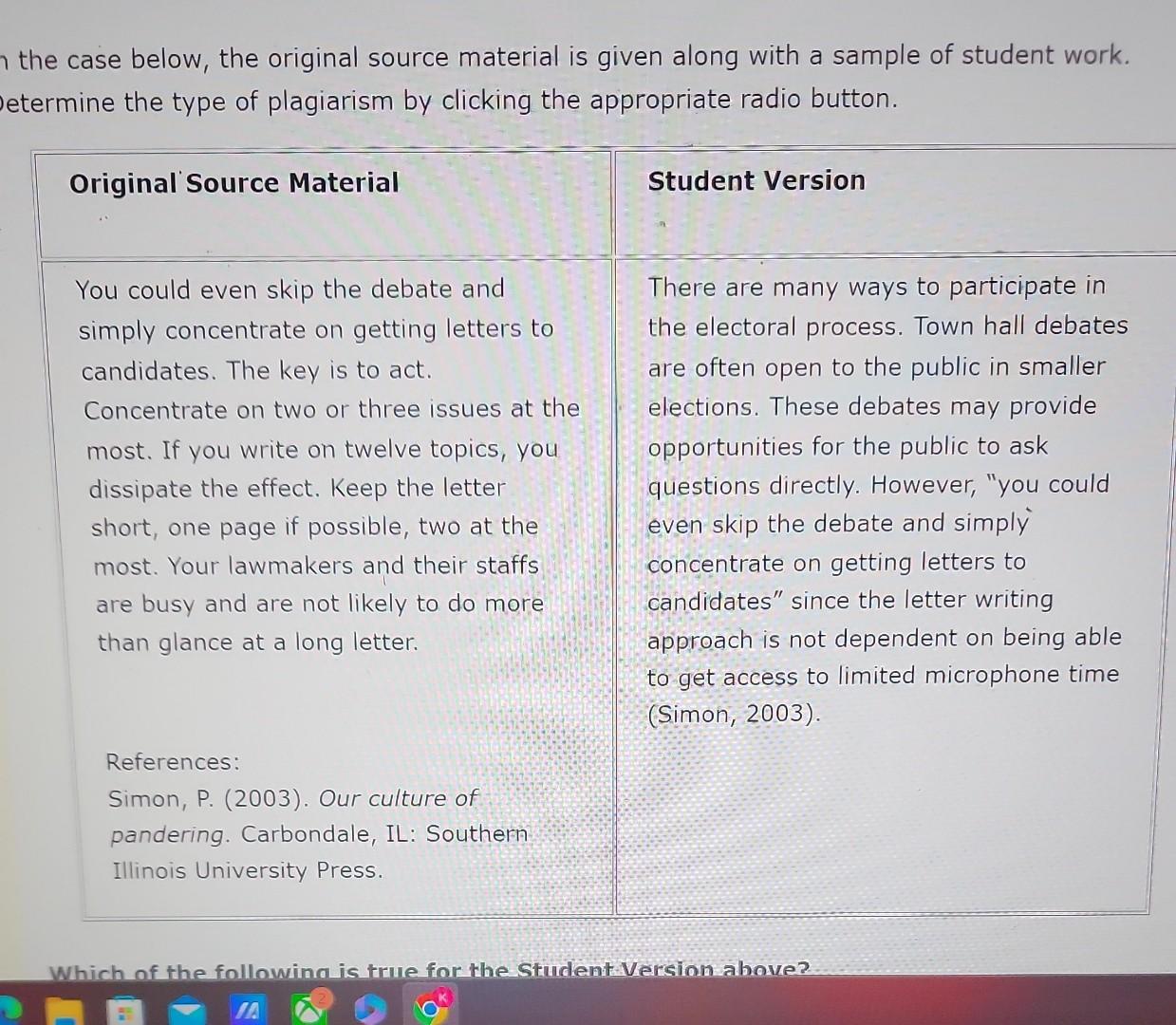 the case below, the original source material is given | Chegg.com