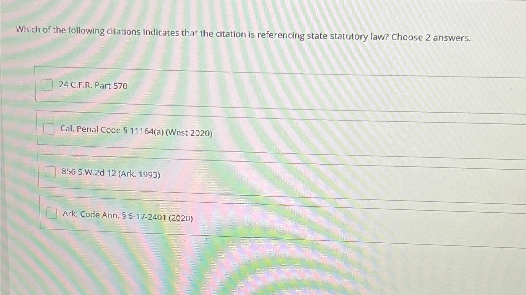 Solved Which of the following citations indicates that the | Chegg.com