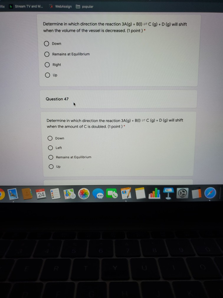 Solved Determine in which direction the reaction 3A(g) | Chegg.com