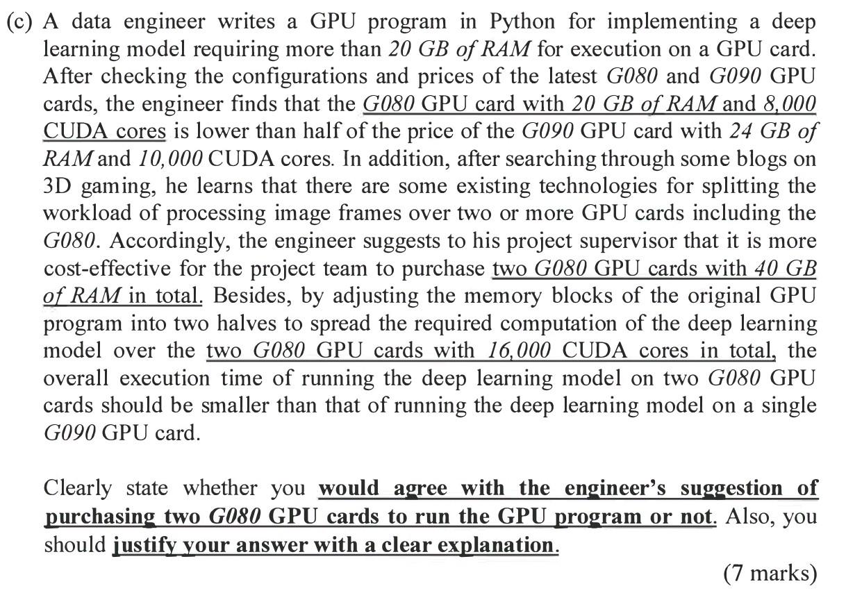 Solved C A Data Engineer Writes A Gpu Program In Python 