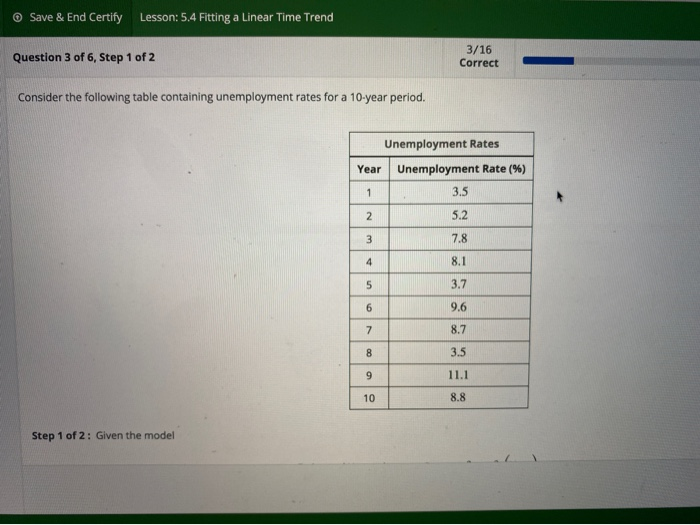 Solved Save & End Certify Lesson: 5.4 Fitting a Linear Time | Chegg.com