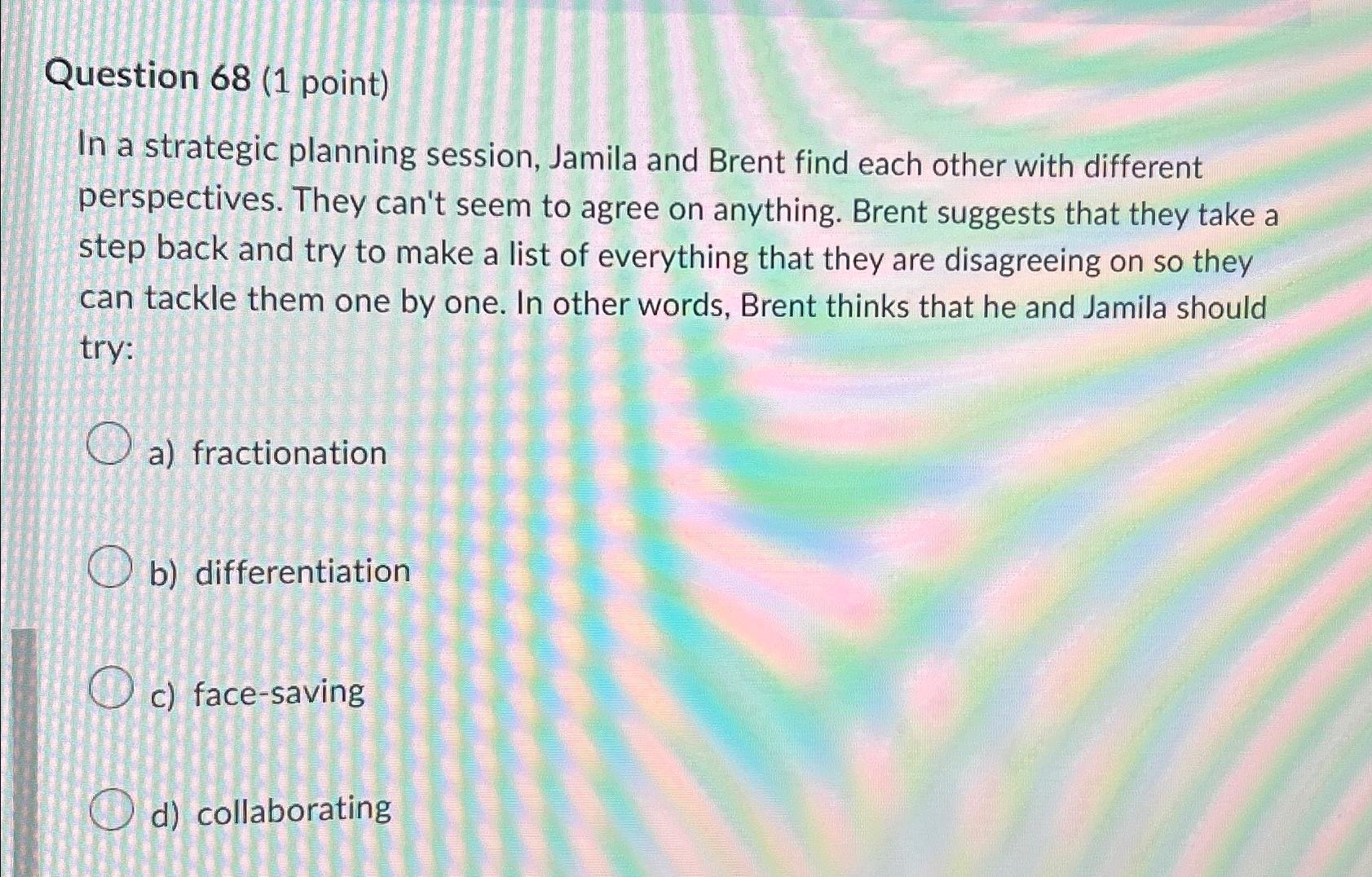 Solved Question 68 (1 ﻿point)In a strategic planning | Chegg.com