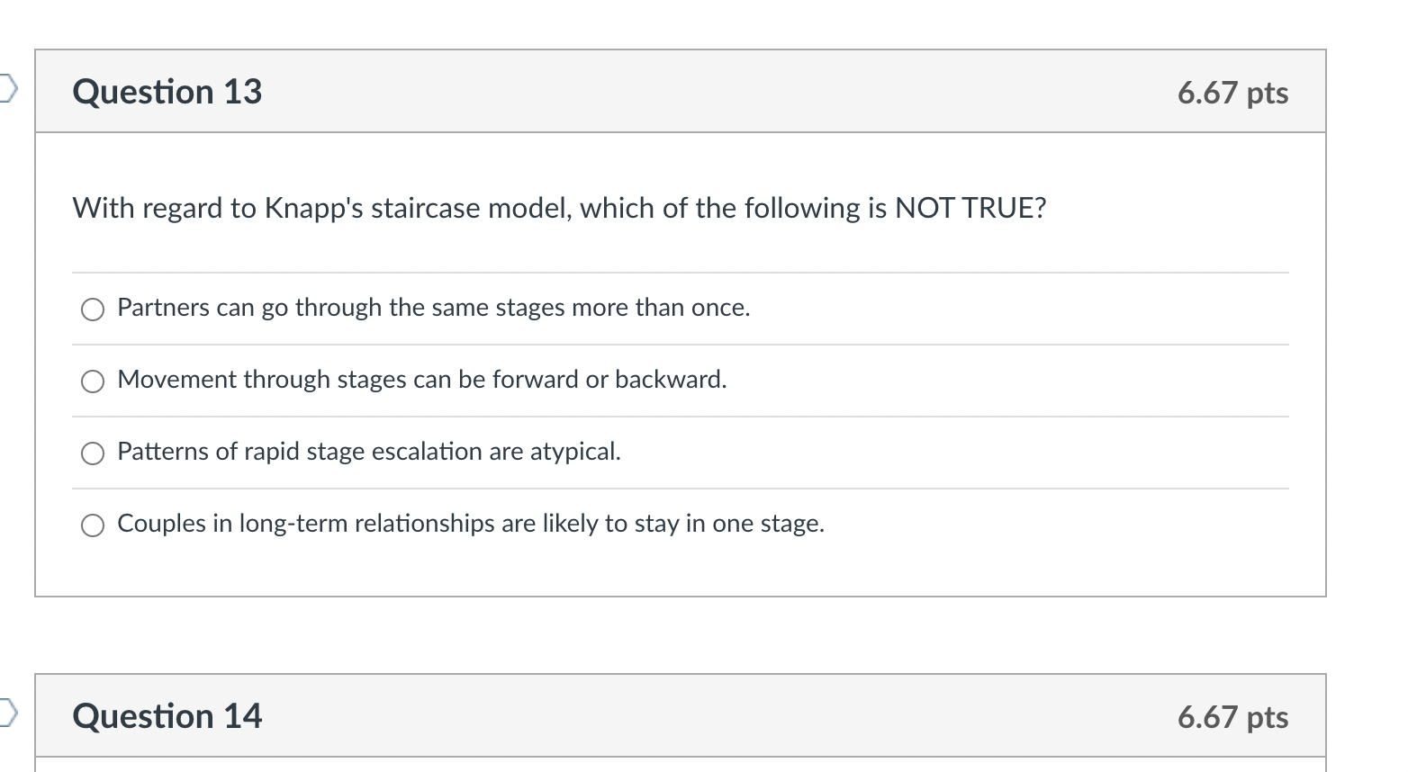 Solved Question 13With regard to Knapp's staircase model, | Chegg.com