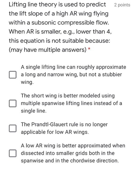 Solved Lifting line theory is used to predict 2 points the | Chegg.com