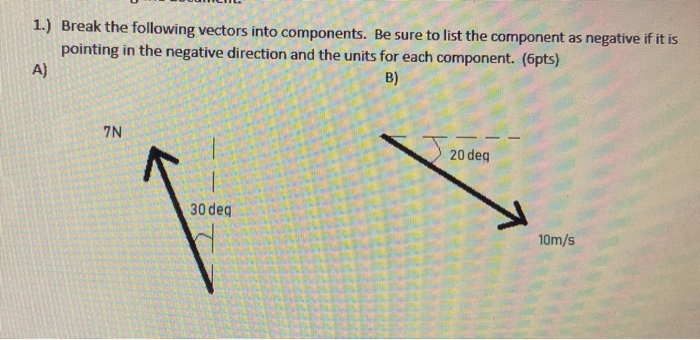 Solved 1.) Break the following vectors into components. Be | Chegg.com