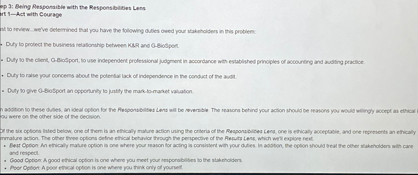 Solved ep 3: Being Responsible with the Responsibilities | Chegg.com