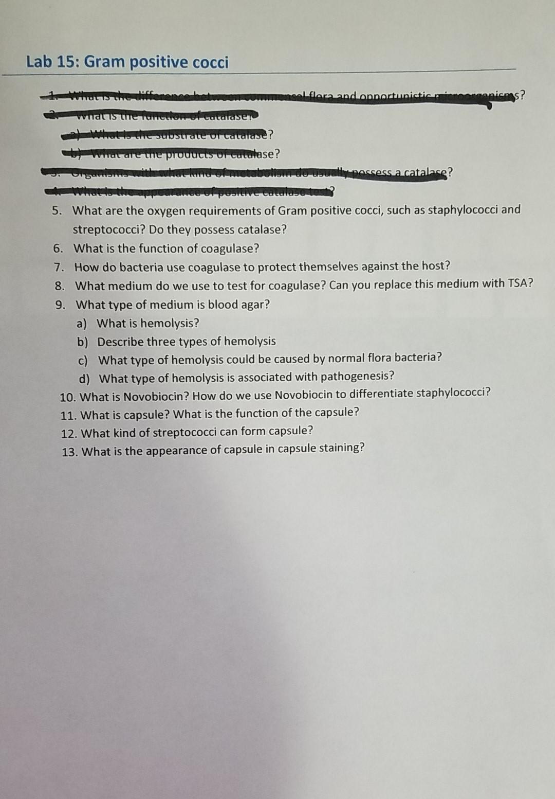 Solved Lab 15: Gram positive cocci Wat the Lflara and | Chegg.com
