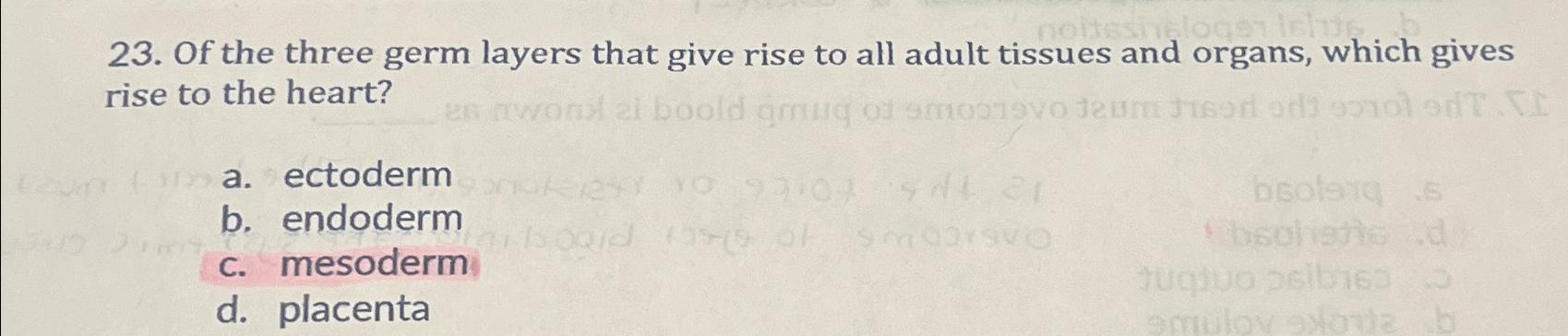 Solved Of the three germ layers that give rise to all adult | Chegg.com
