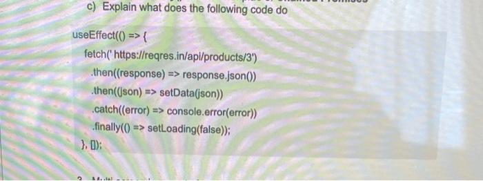 Solved c) Explain what does the following code do | Chegg.com