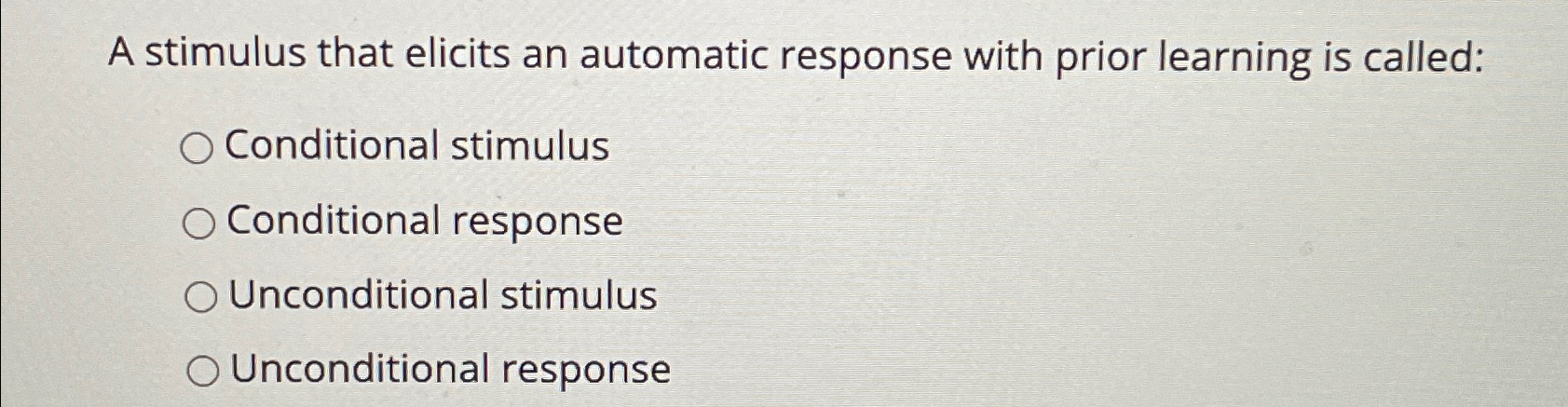 Solved A stimulus that elicits an automatic response with | Chegg.com