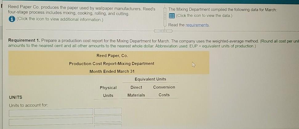 Solved | Reed Paper Co. produces the paper used by wallpaper | Chegg.com