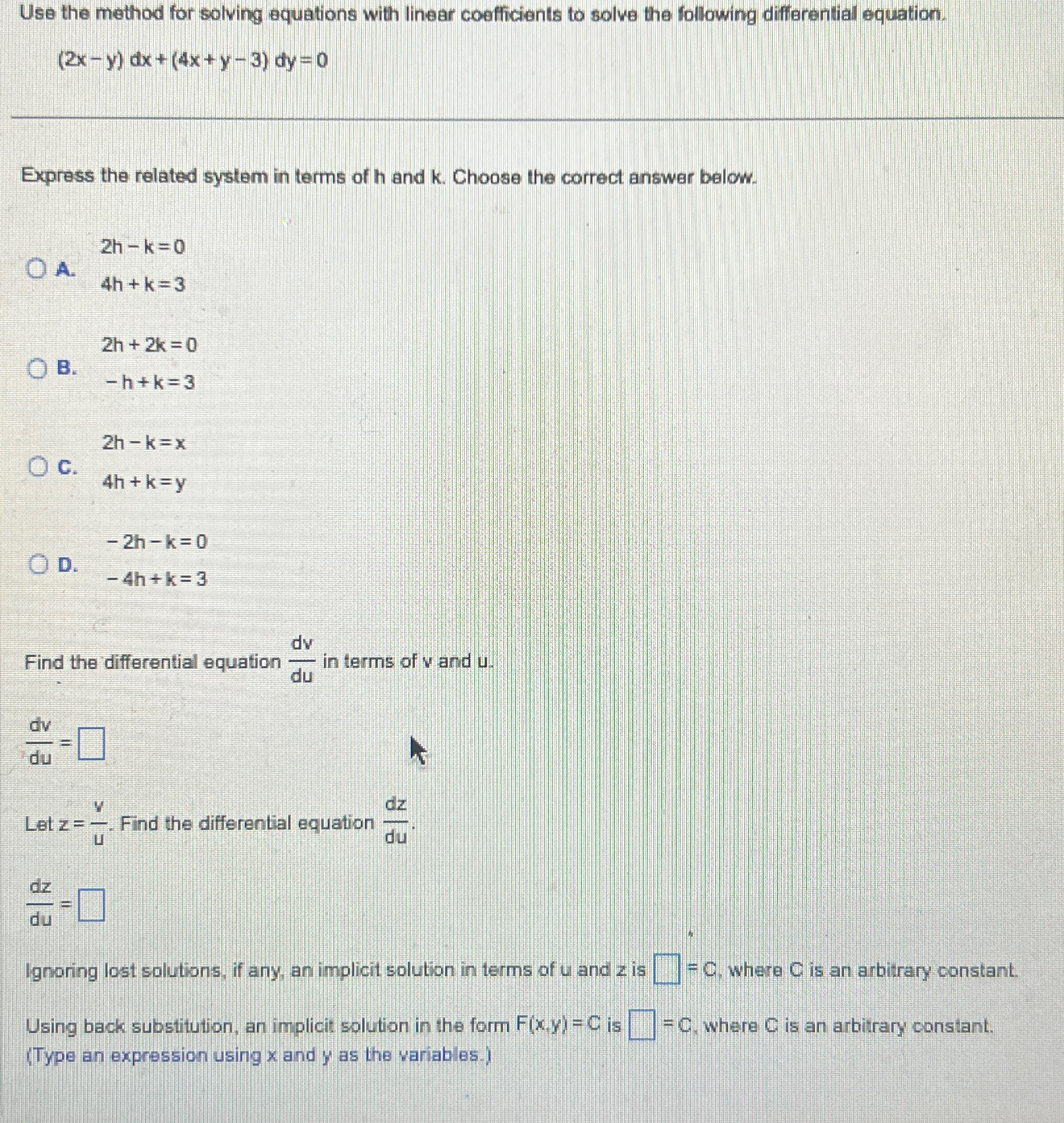 Solved Use the method for solving equations with linear | Chegg.com