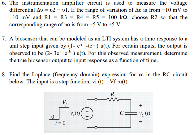 Solved The instrumentation amplifier circuit is used to | Chegg.com