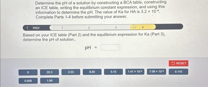Solved Determine the pH of a solution by constructing a BCA | Chegg.com